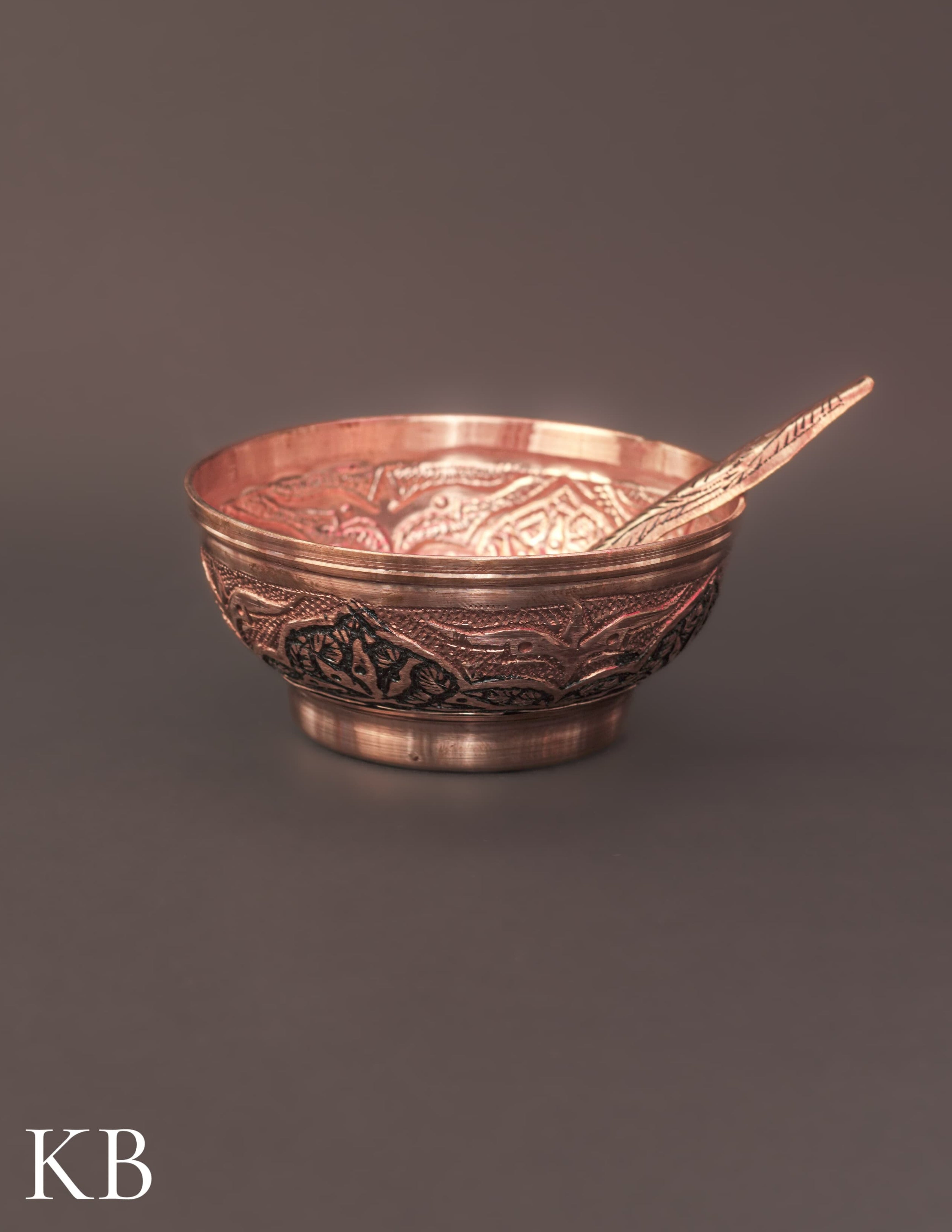 Kashmiri Copperware Small Bowl with Spoon | Artisan-Made | Handcrafted – KashmirBox.com