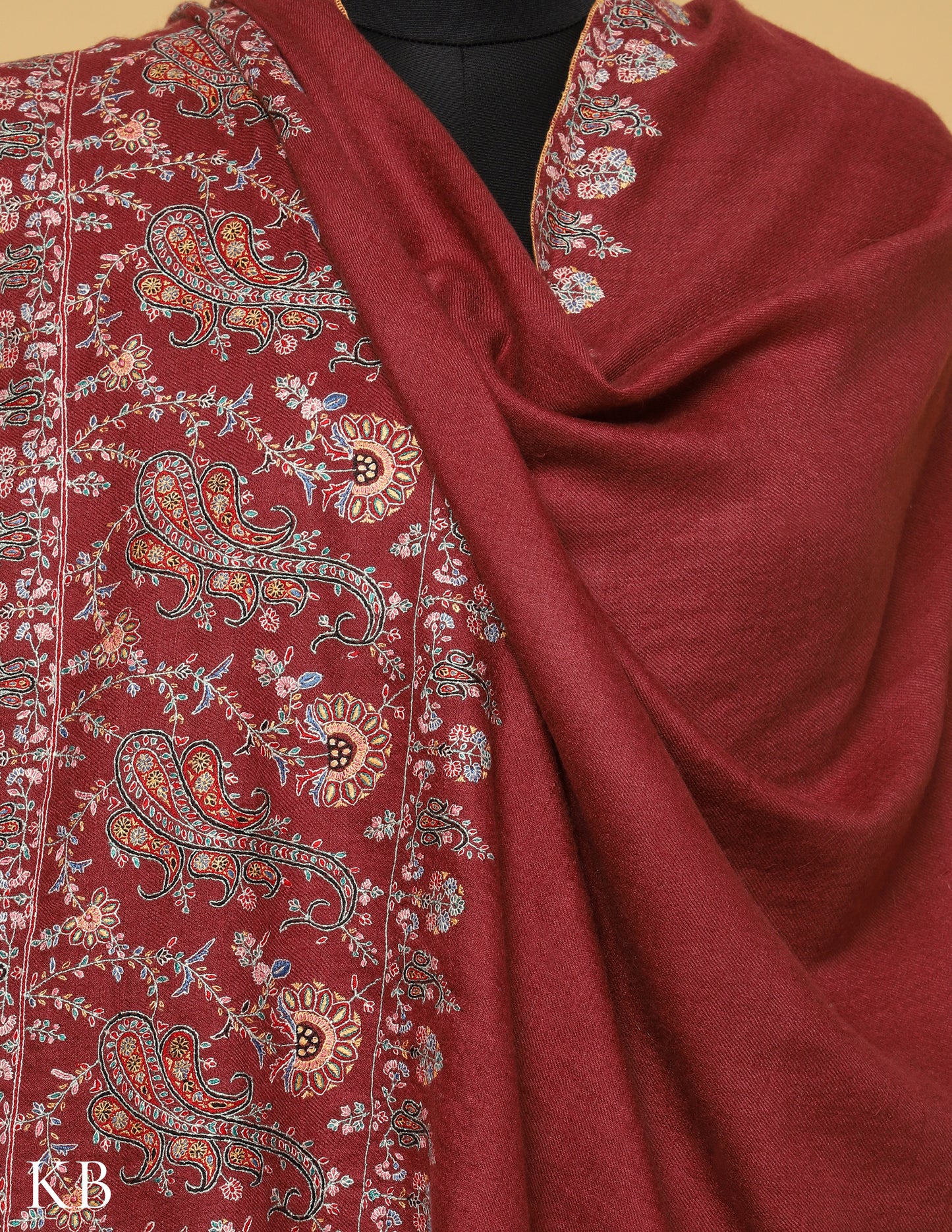 Rosewood Sozni Embroidered GI Pashmina Shawl – KashmirBox.com