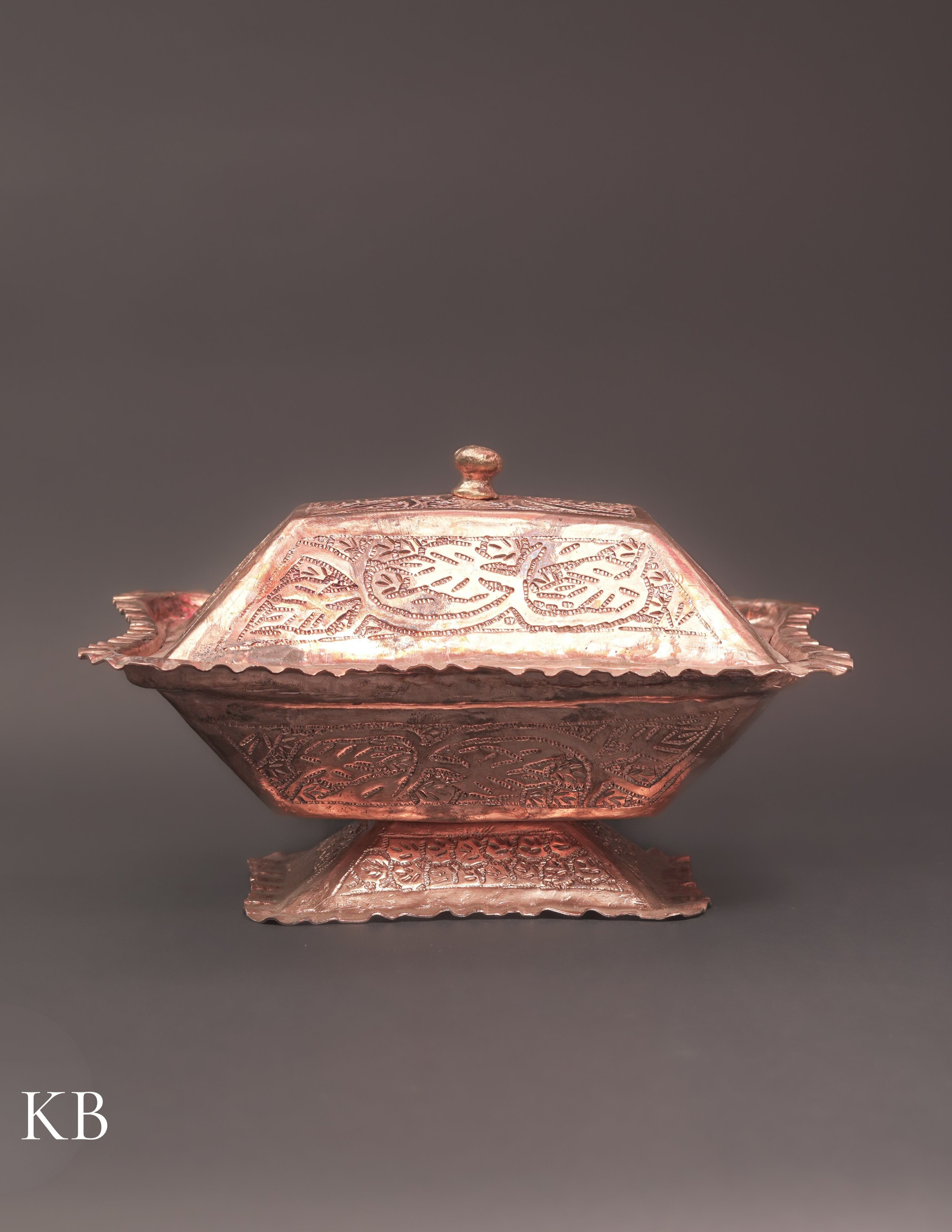 Kashmiri Copperware Butter Box with Stand – Artisan-Made | Handcrafted – KashmirBox.com